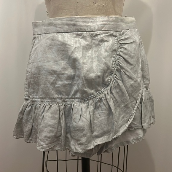 Zara | Skirts | Zara Short Going Out Skort Silver Metallic Linen Zara L ...